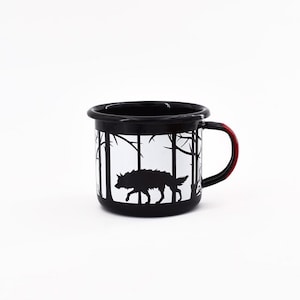Red Riding Hood Enamel Mug - Camping Mug, Fairy Tale, Wolf, Forest ...