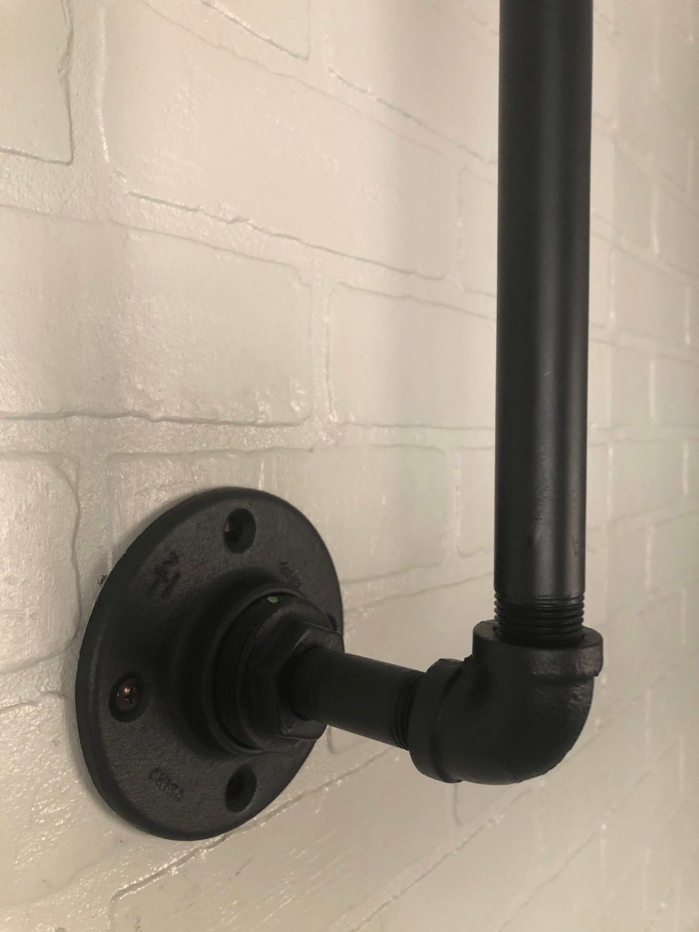 Sconce - Black Iron Pipe Sconce W/ Standard Edison Bulb -flat Black - Etsy