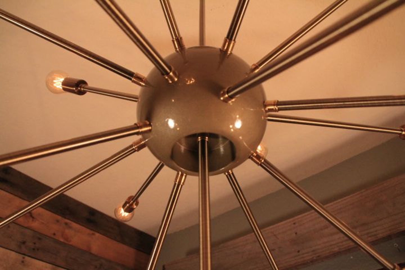 Large Antique Brass Sputnik Vintage Inspired Chandelier With Candelabra ...