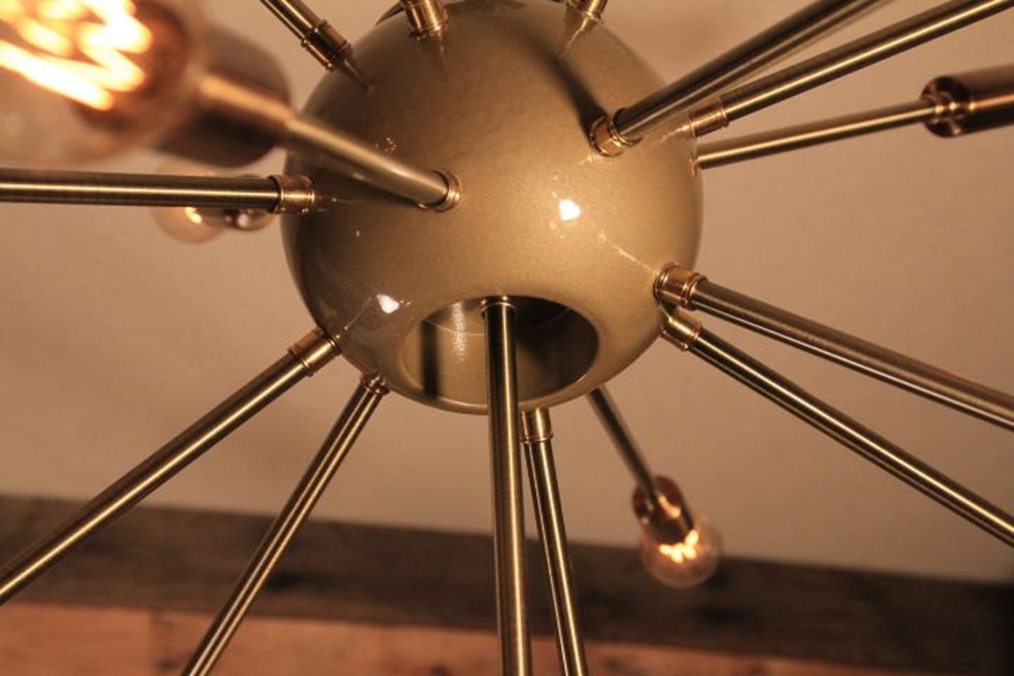 Large Antique Brass Sputnik Vintage Inspired Chandelier With Candelabra ...