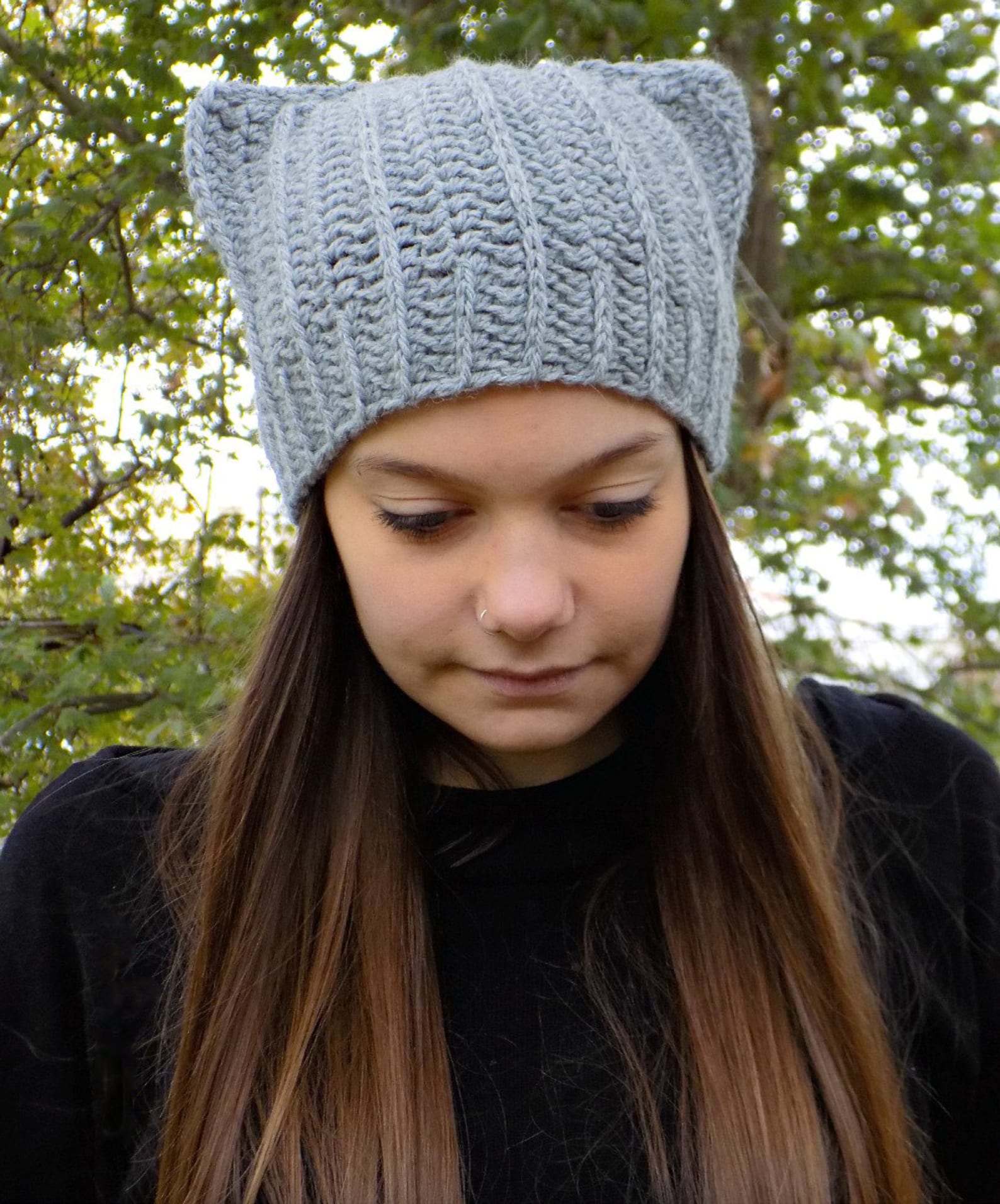 Beanie Pattern, Crochet Womans Cat Hat Pattern, Cat Beanie for Women ...