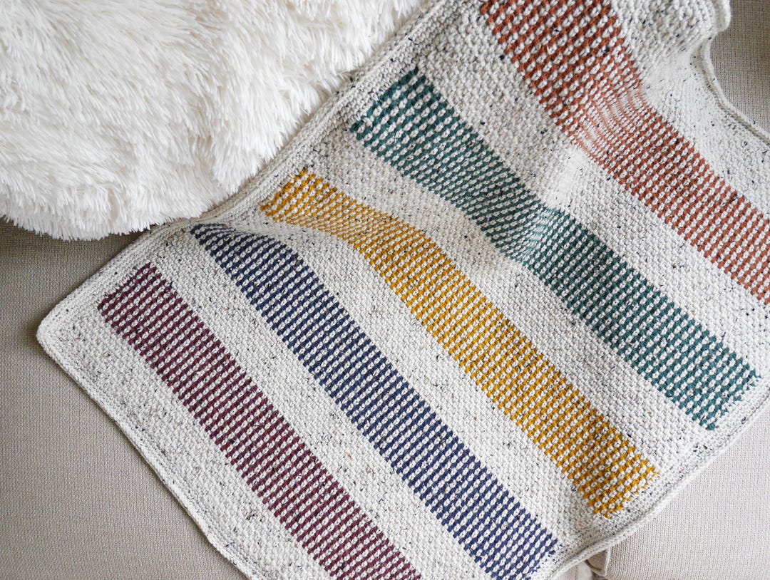 Striped Crochet Baby Blanket Pattern: Boy's Stroller Cover (PDF Pattern ...