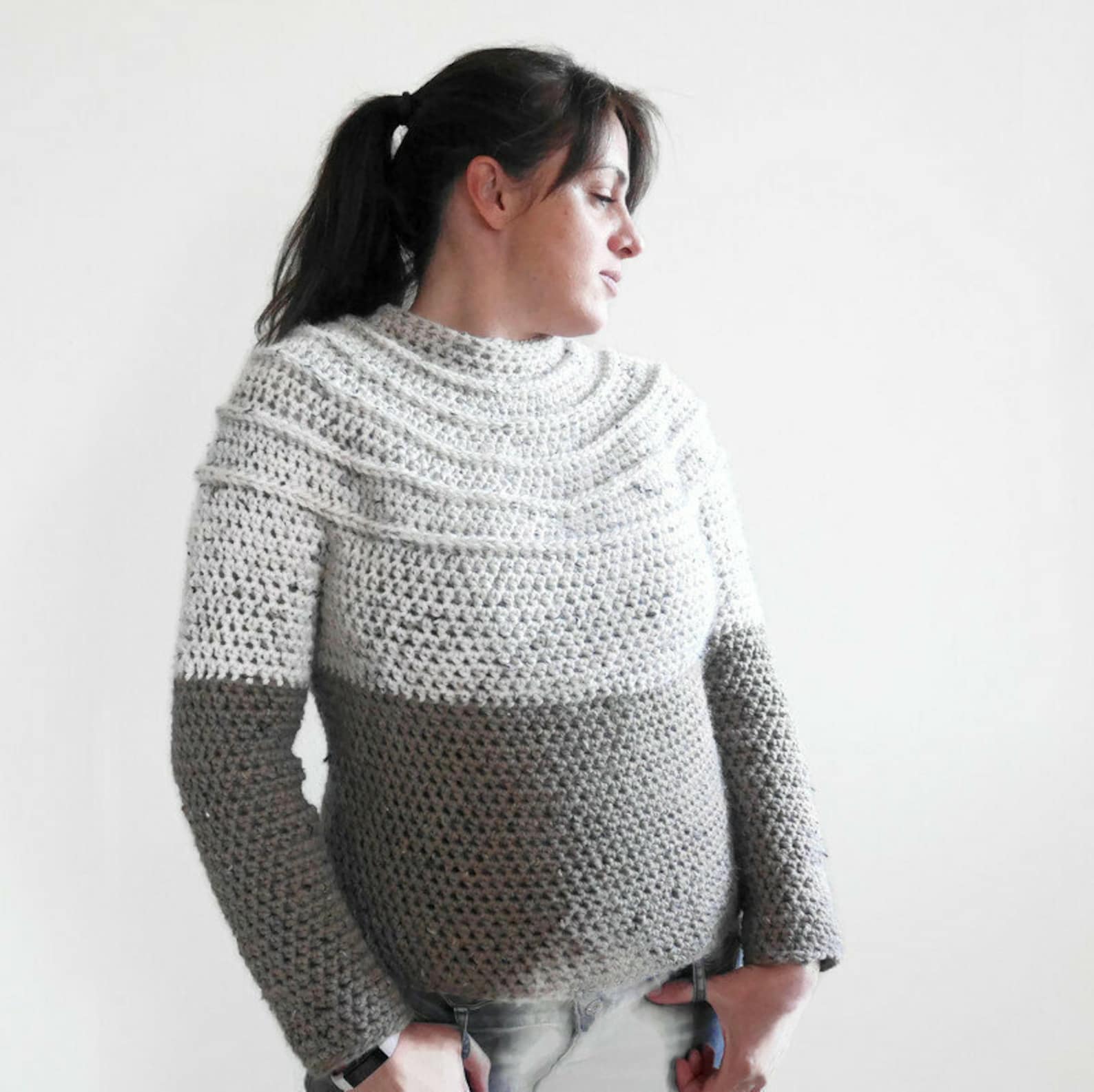 Crochet Yoke Sweater Pattern Seamless Crochet Sweater | Etsy