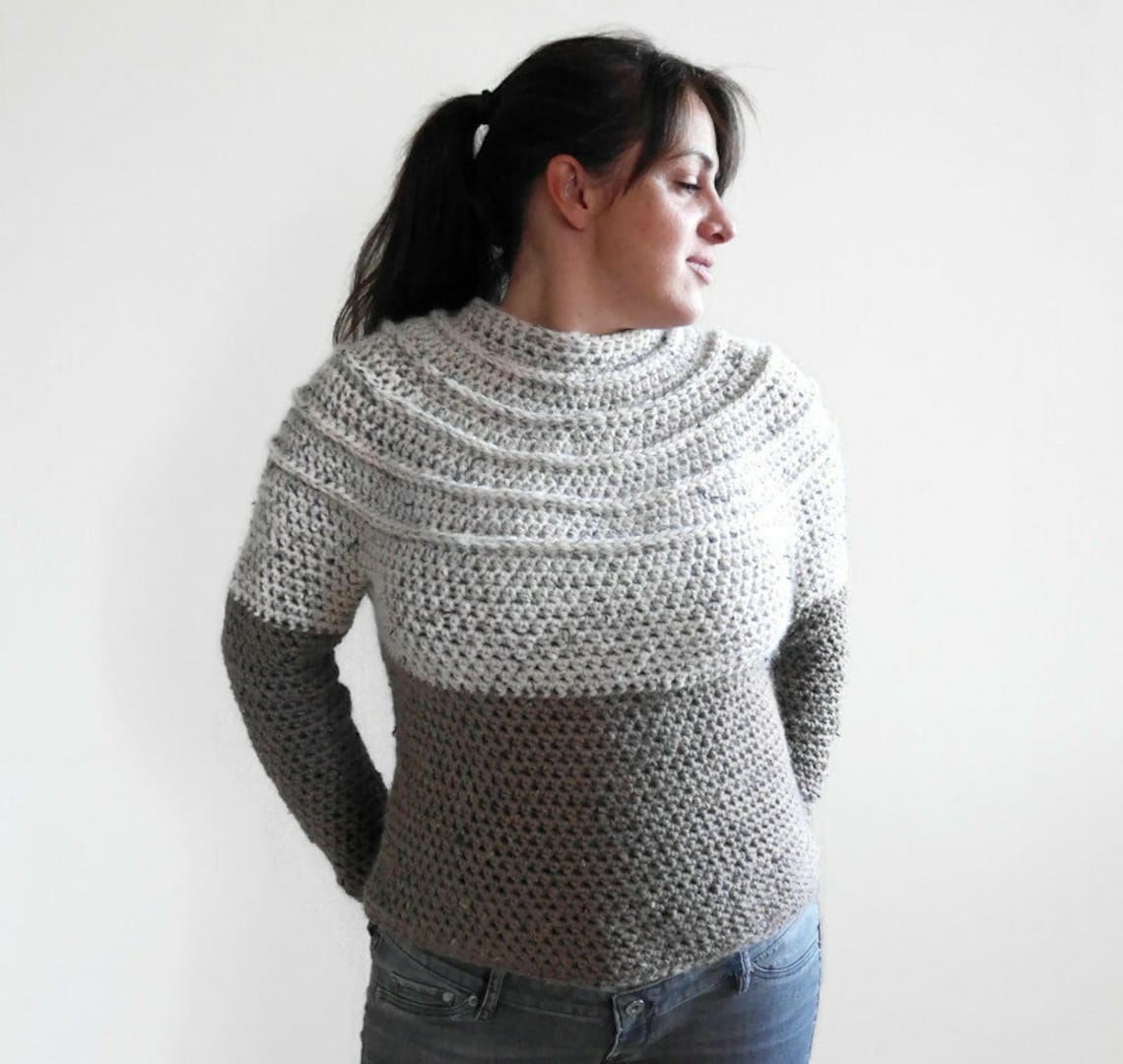 Crochet Yoke Sweater Pattern Seamless Crochet Sweater | Etsy