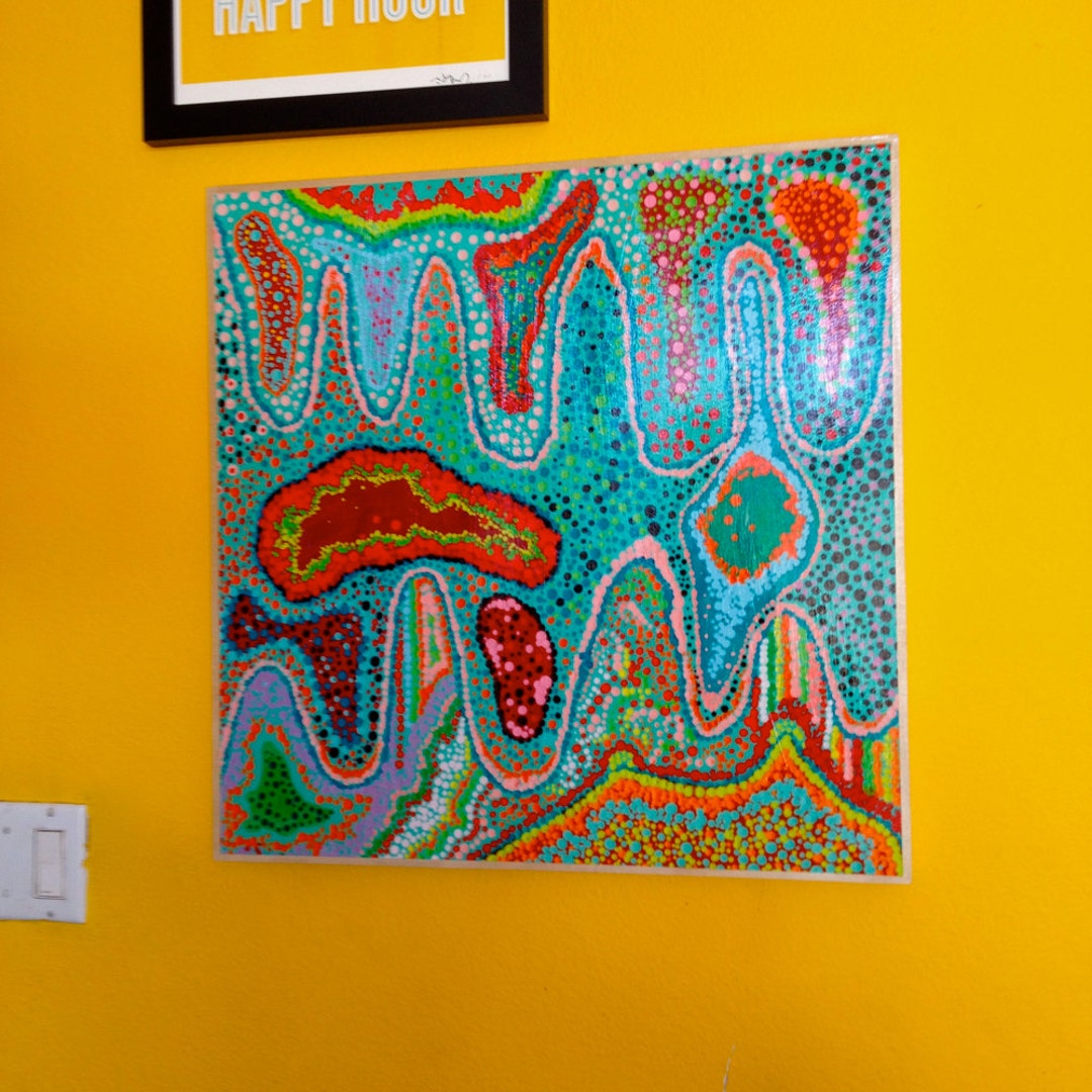 Abstract Dot Painting Colorful Giclee Print on Wood Panel - Etsy New ...