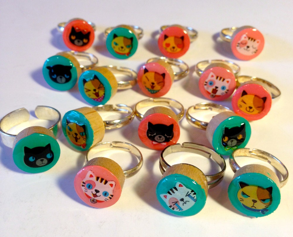Mood Rings Emoji - Pink - Cute Rings - Cat Face Ring - Cat Lover Gift ...