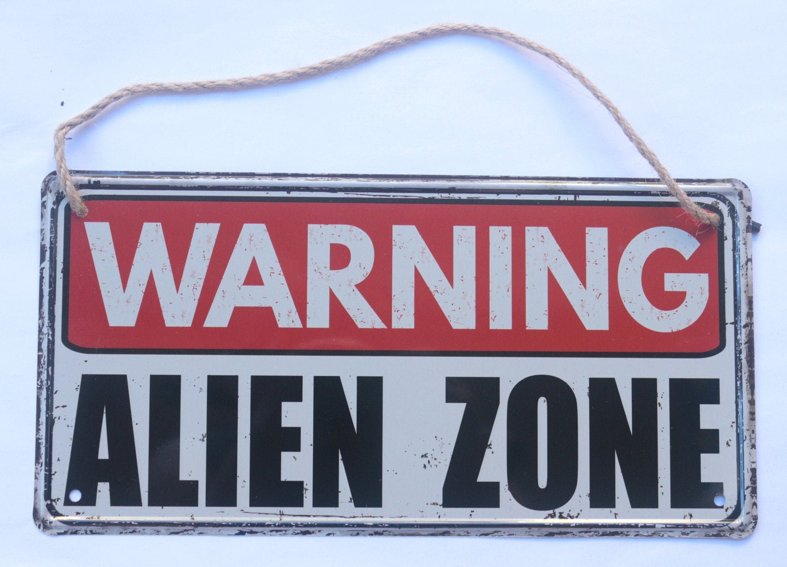 Warning Alien Zone- Plaque émaillée- Style vintage- Information ...