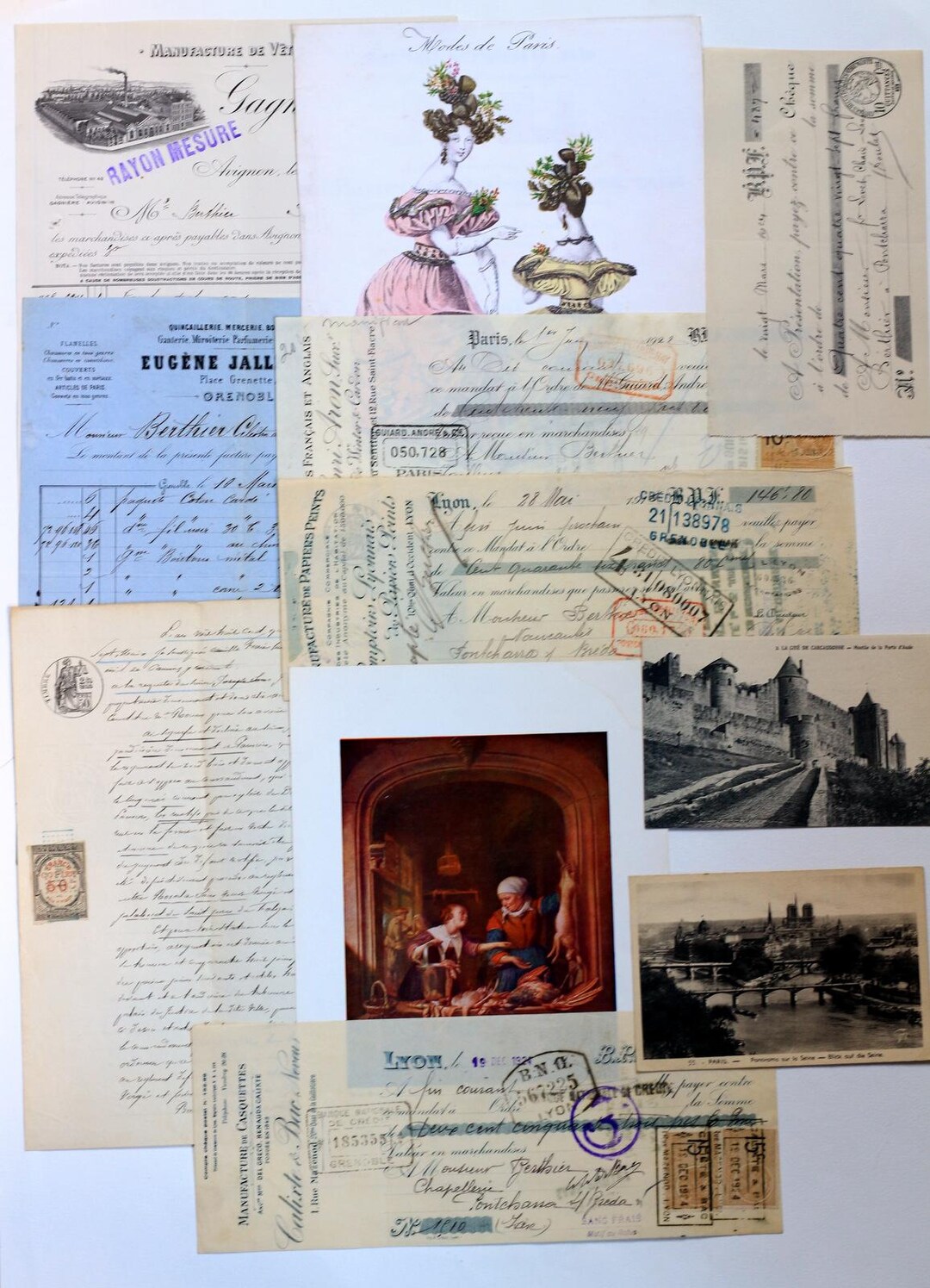 Manuscript/handwriting-original- Old French Papiers- Old Invoice ...