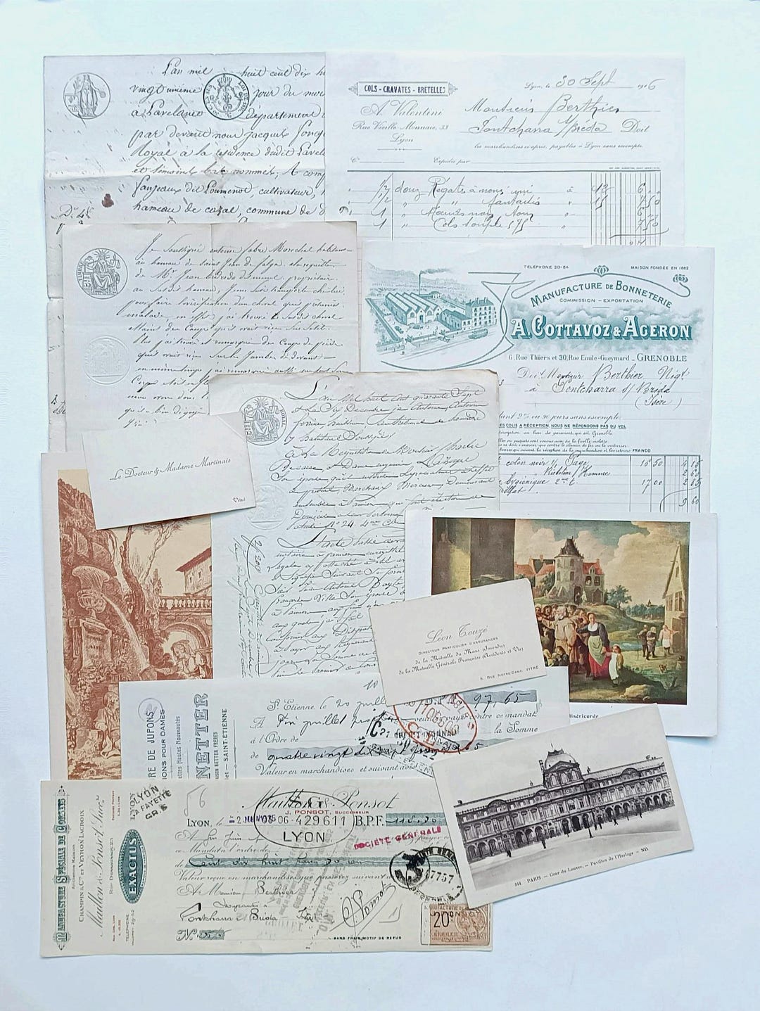 Manuscript/handwriting-original- Old French Papiers- Old Invoice ...