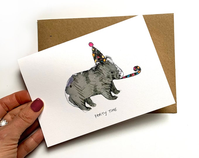 Wombat Party Birthday Card, Childrens Birthday Card, Children's Party ...