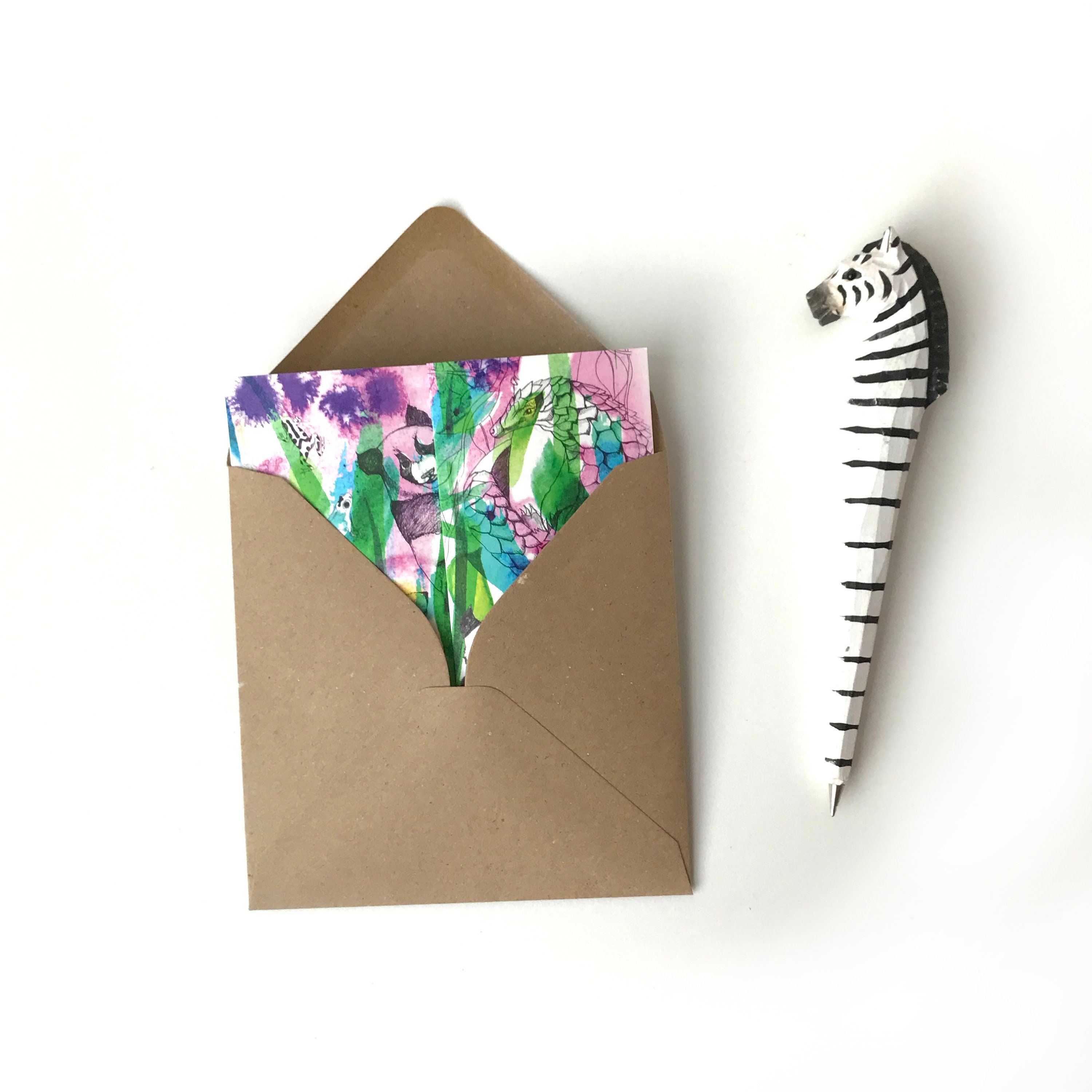 Rainforest Animals Greeting Card, Animals Stationery Set, Jungle Animal ...