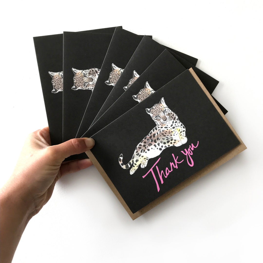Leopard Thank You Note Cards, Leopard Notecards, Thank You Cards, Blank ...