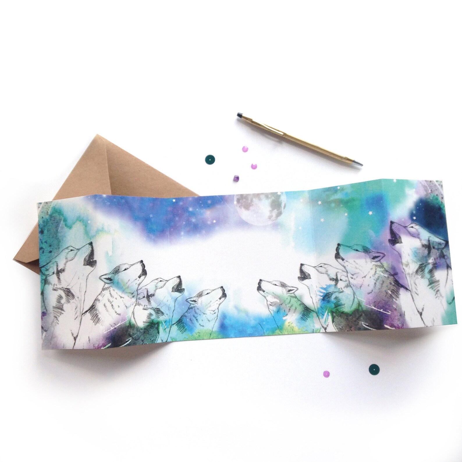 Wolf Greeting Card, Wolf Paper Gift, Wolf Mini Art Print, Animal Card ...