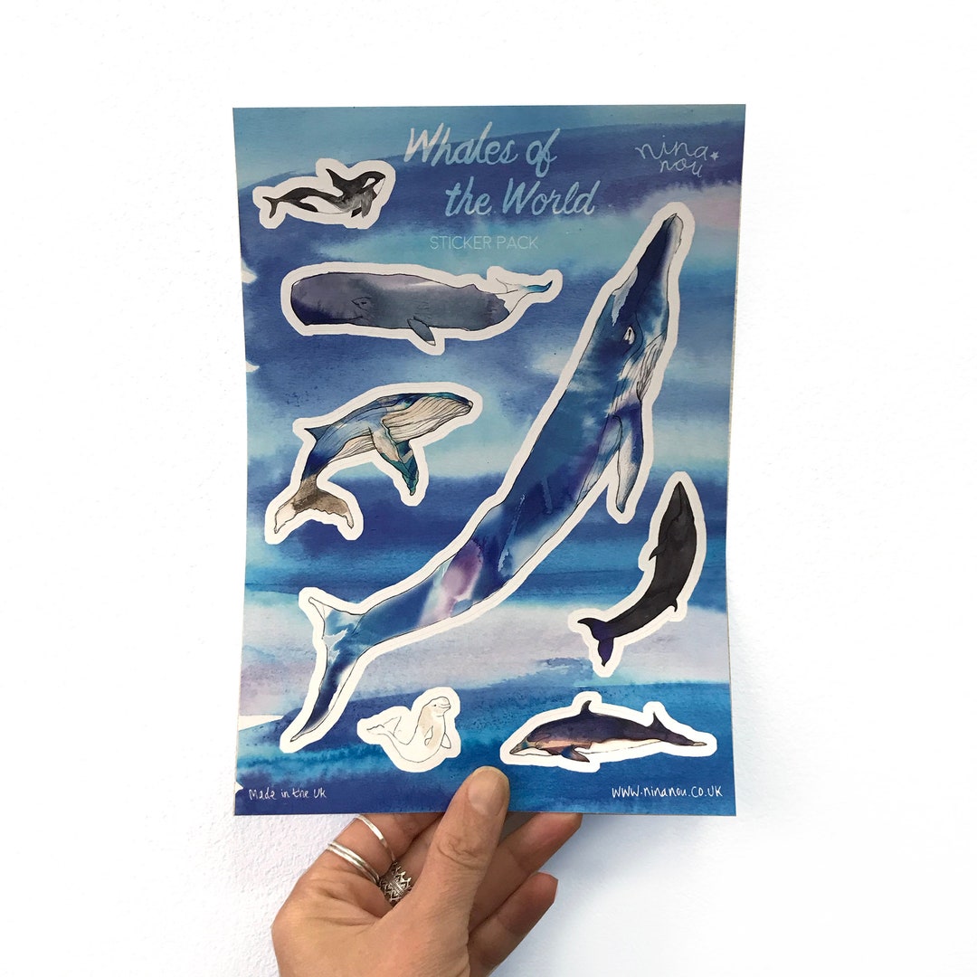 Wale Sticker Set, Wal Sticker Set, Blauwal Sticker, Briefpapier Set ...