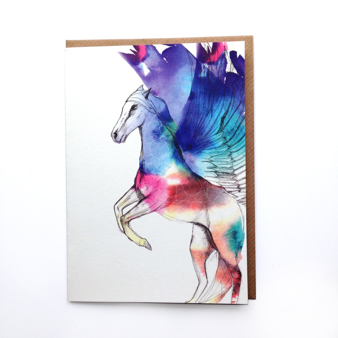 Pegasus Greetings Card, Unicorn Card, Sagittarius Greeting Card ...