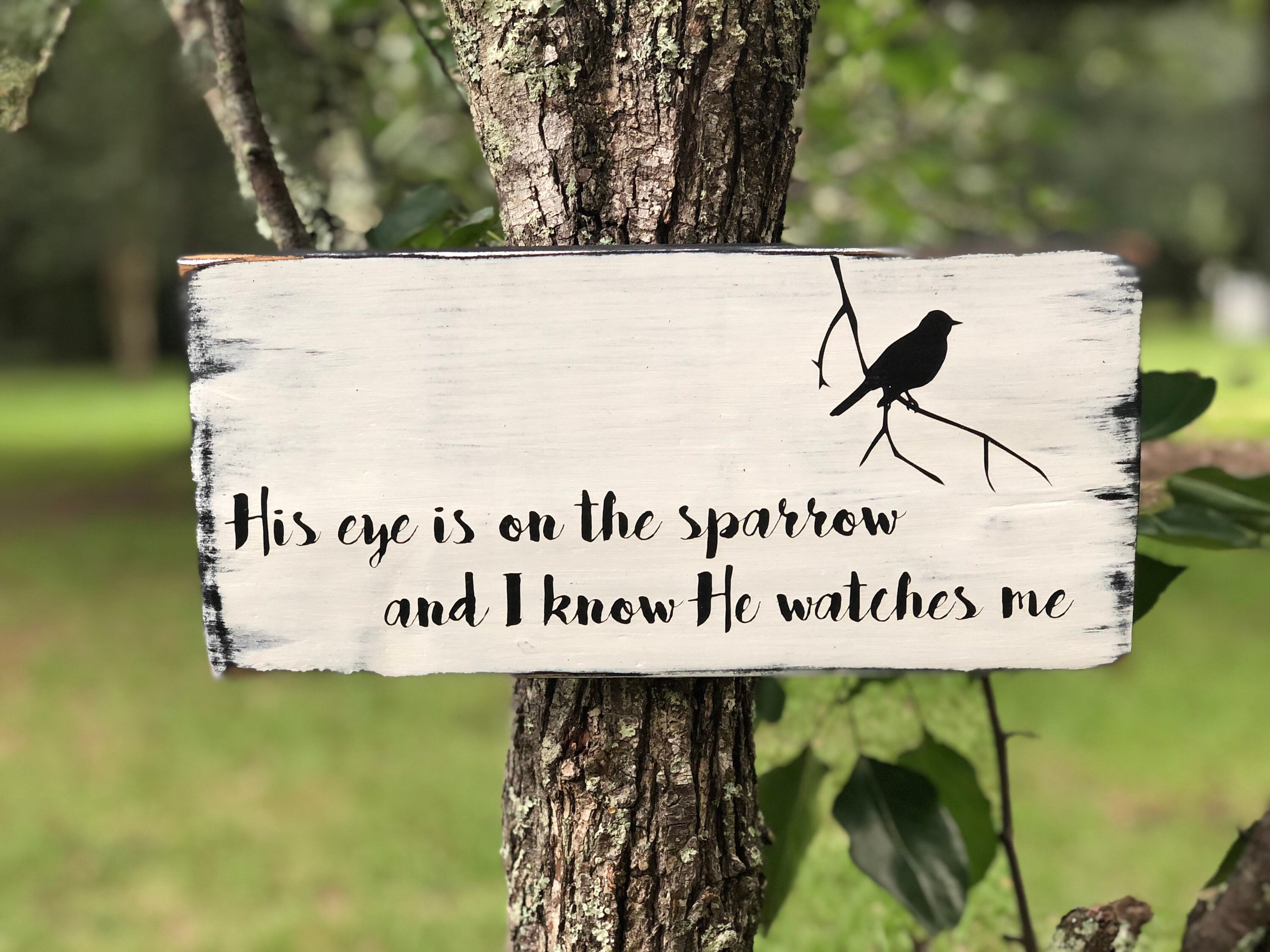 His Eye is on the Sparrow Wood Sign 5 1/2 X 12 | Etsy