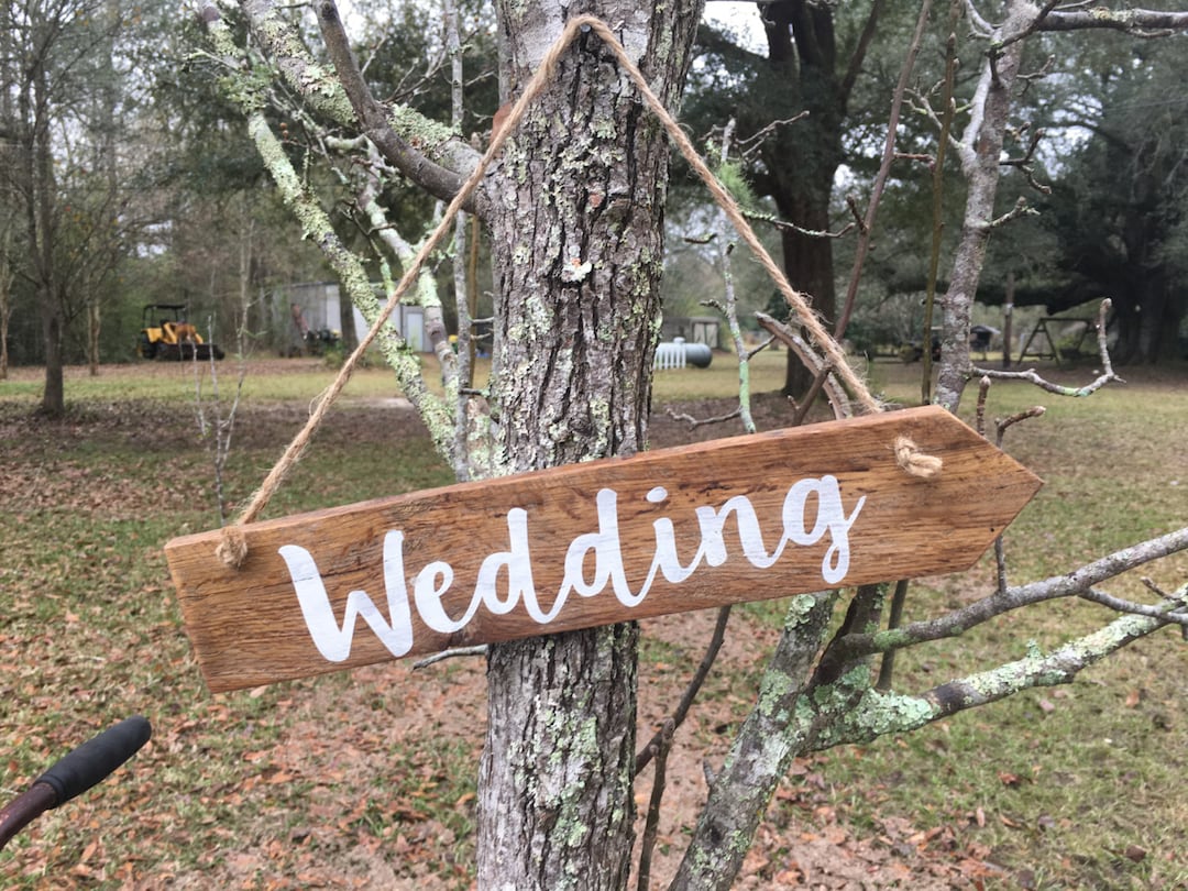Wedding Arrow Sign, 3x16” With Rope Hanger - Etsy
