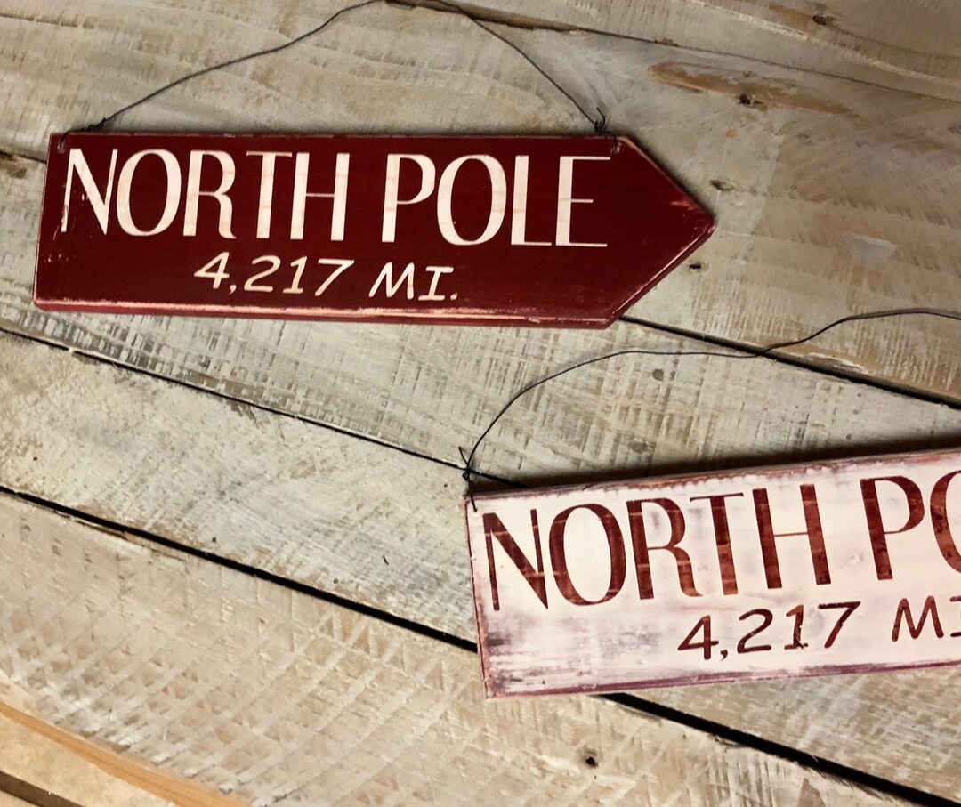 North Pole Arrow Wood Painted Signs, 3 1/2 X 12" - Etsy