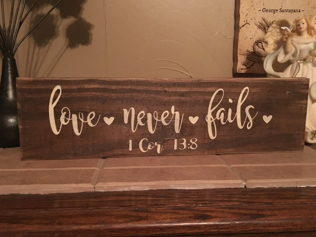 Love Never Fails Wood Sign - Etsy