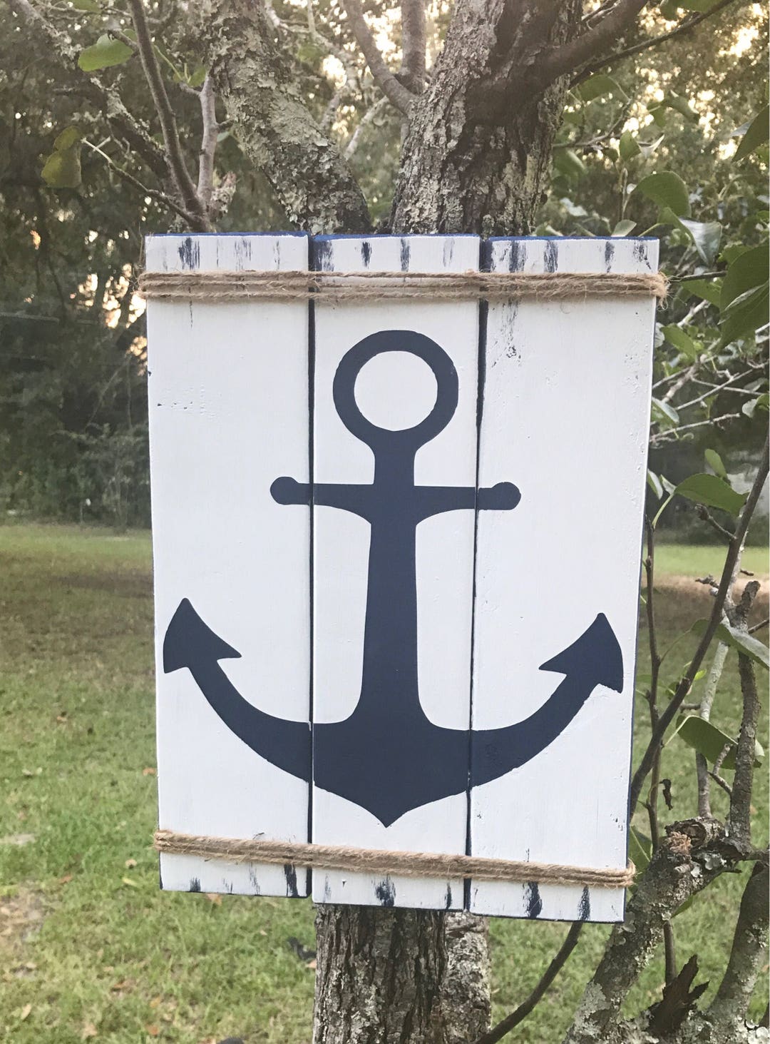 Anchor Wood Sign With Rope Accents - Etsy