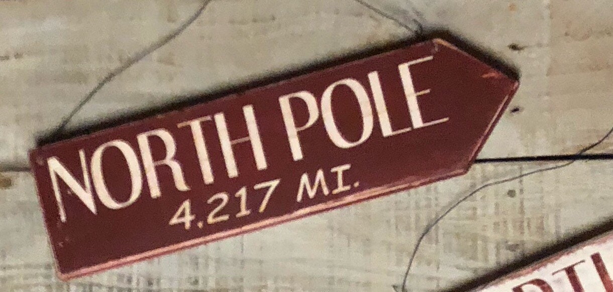 North Pole arrow wood painted signs 3 1/2 x 12 | Etsy