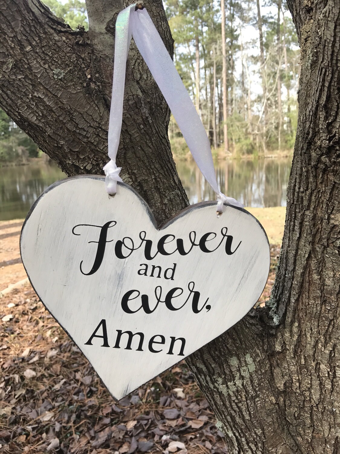 Forever and ever Amen heart wedding or Valentine wood sign | Etsy