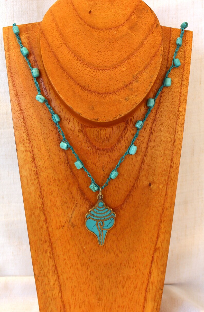 Coral and Turquoise Crocheted Necklace With Turquoise and Gold - Etsy