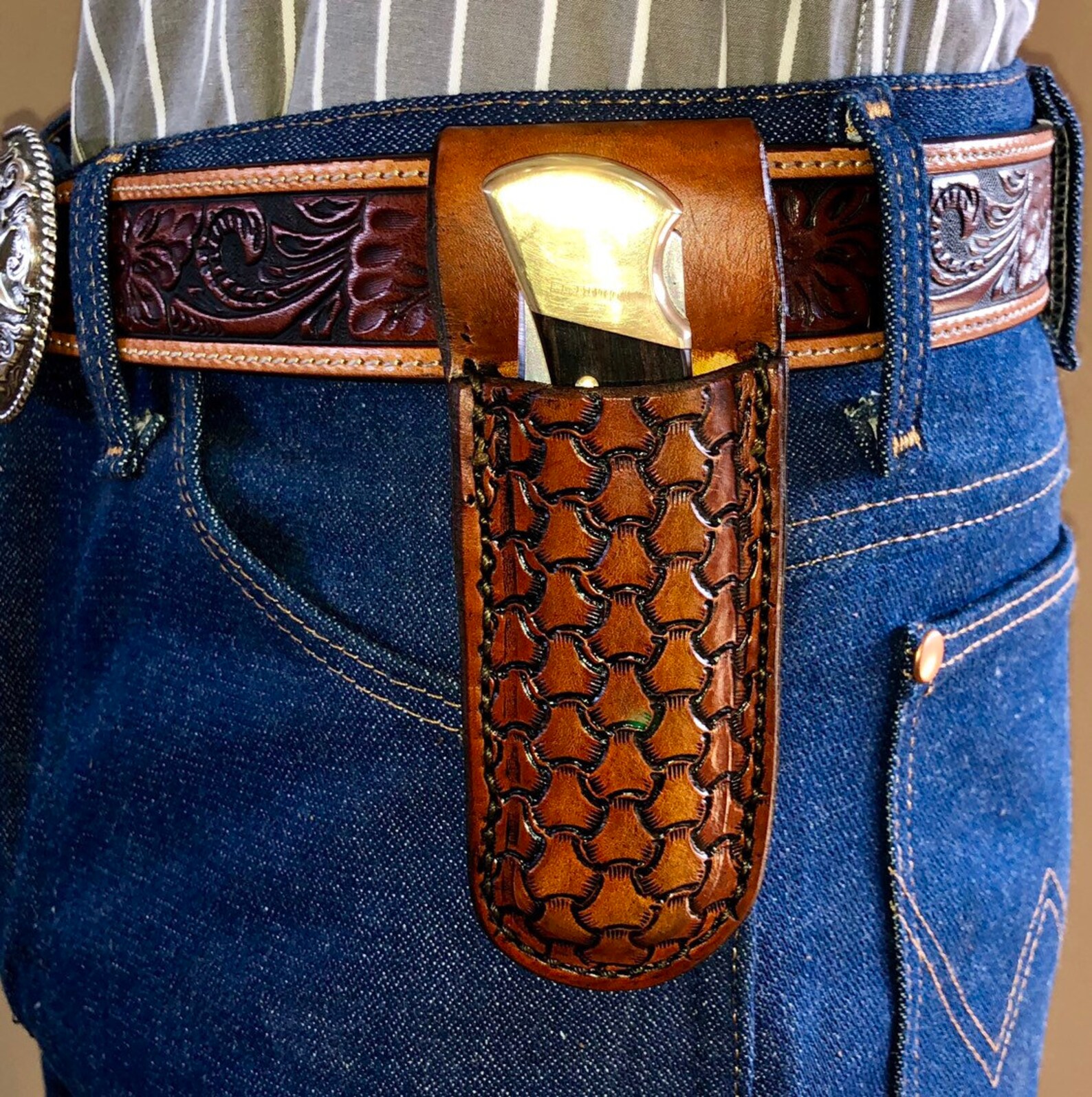 Buck Knife Sheath 110/112 Basketweave | Etsy