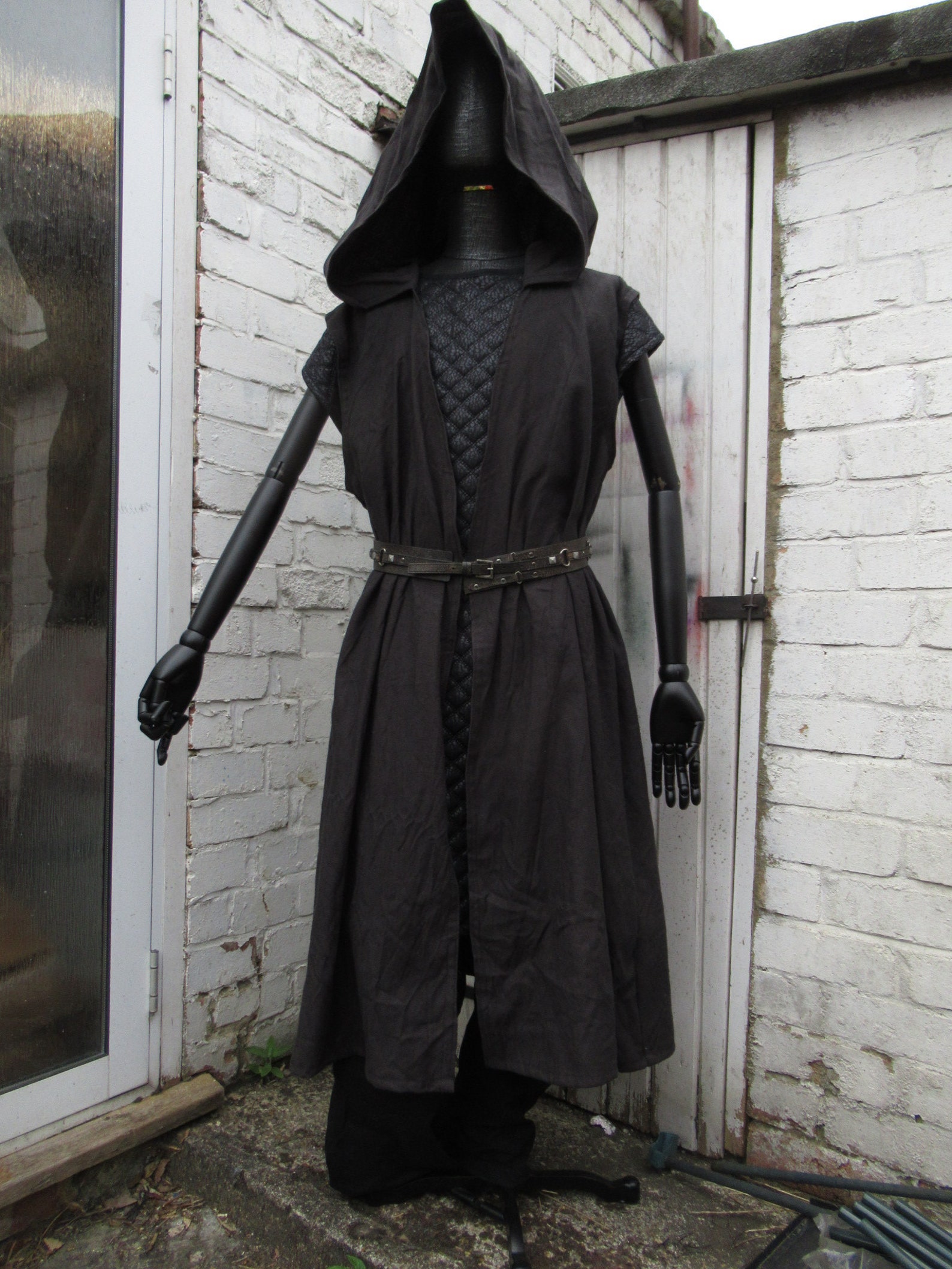 Linen Surcoat tunic coat hooded open front | Etsy