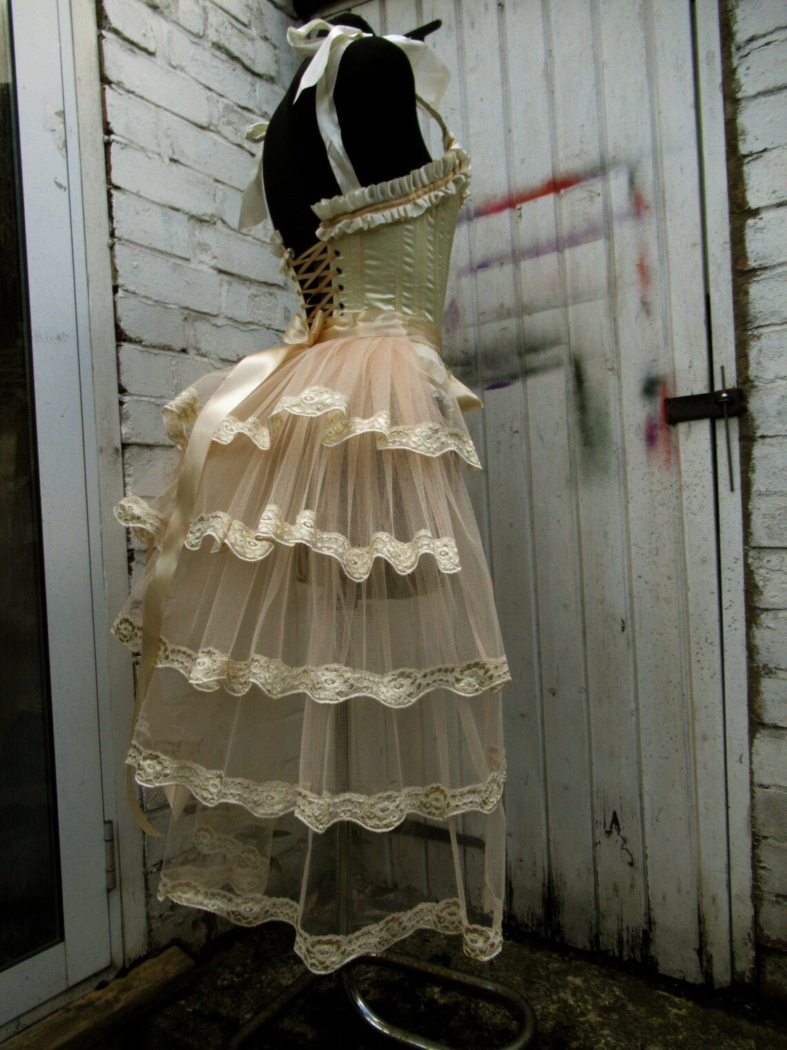 Beige Tulle Bustle Skirt Overskirt All Colours Gothic - Etsy