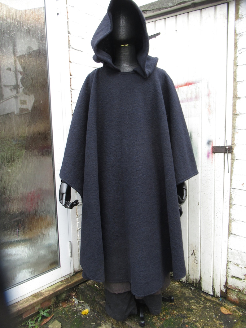 Boiled Wool Cape Winter Warm Pure Wool Black,teal, Olive and More ...