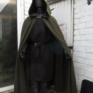 Aragorn Hooded Cloak Warm Wool Look With Leaf Brooch L-XL 57"long ...