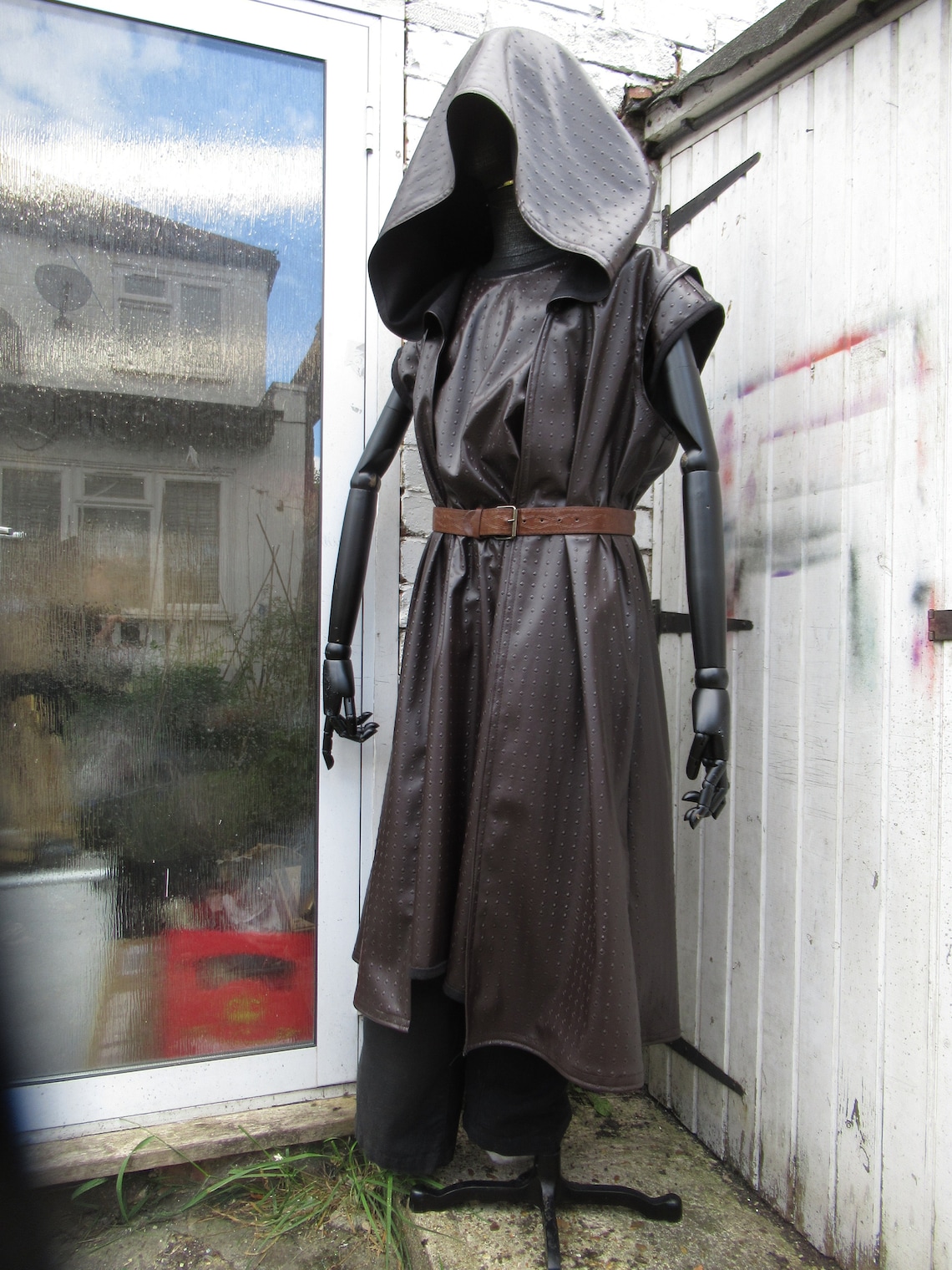 Sith Coat Hooded Tunic Dark Brown Black Cream Faux Leather - Etsy