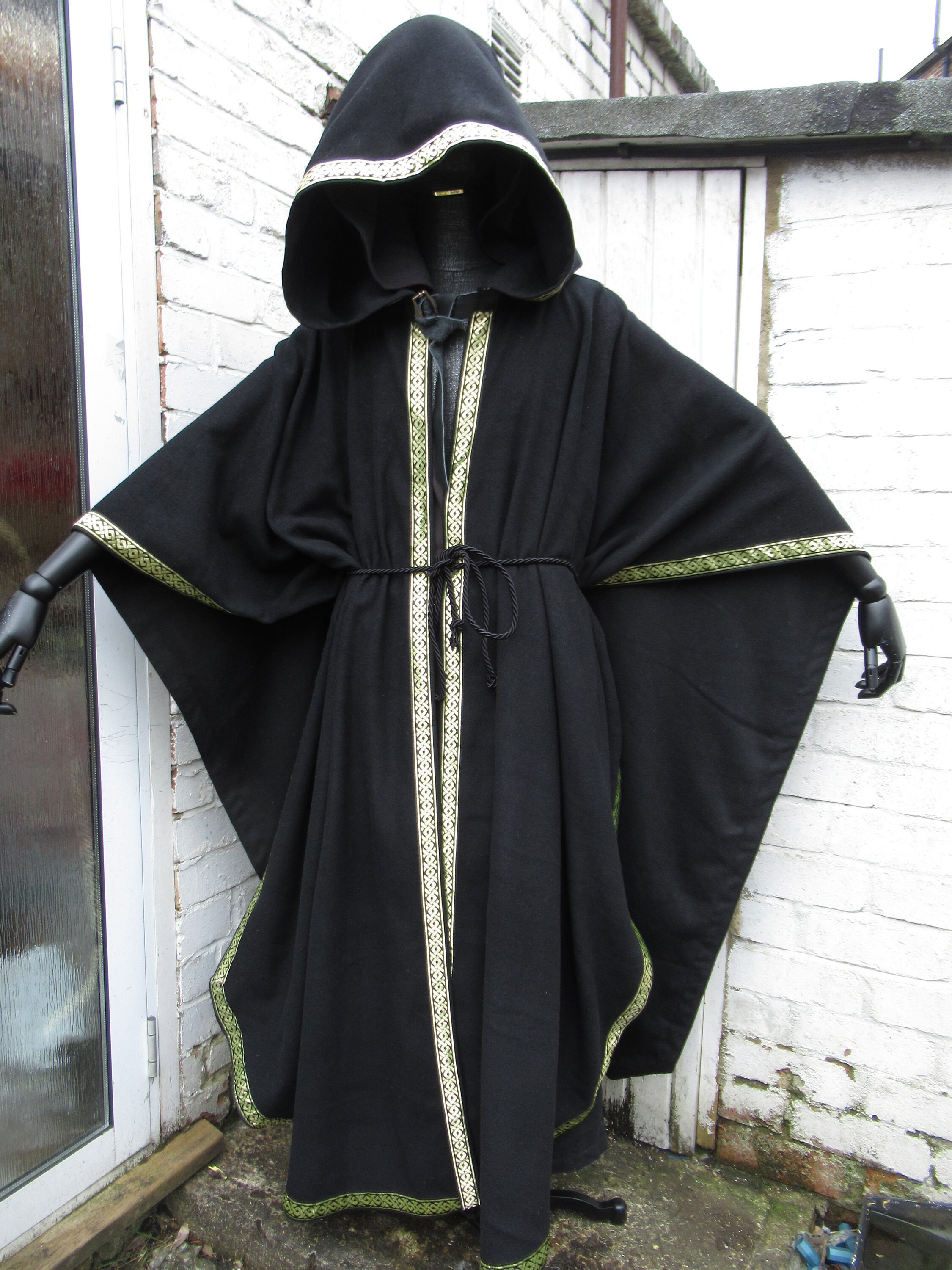 Black Wool Cape Robe tunic Medieval Cosplay 59 inches long | Etsy