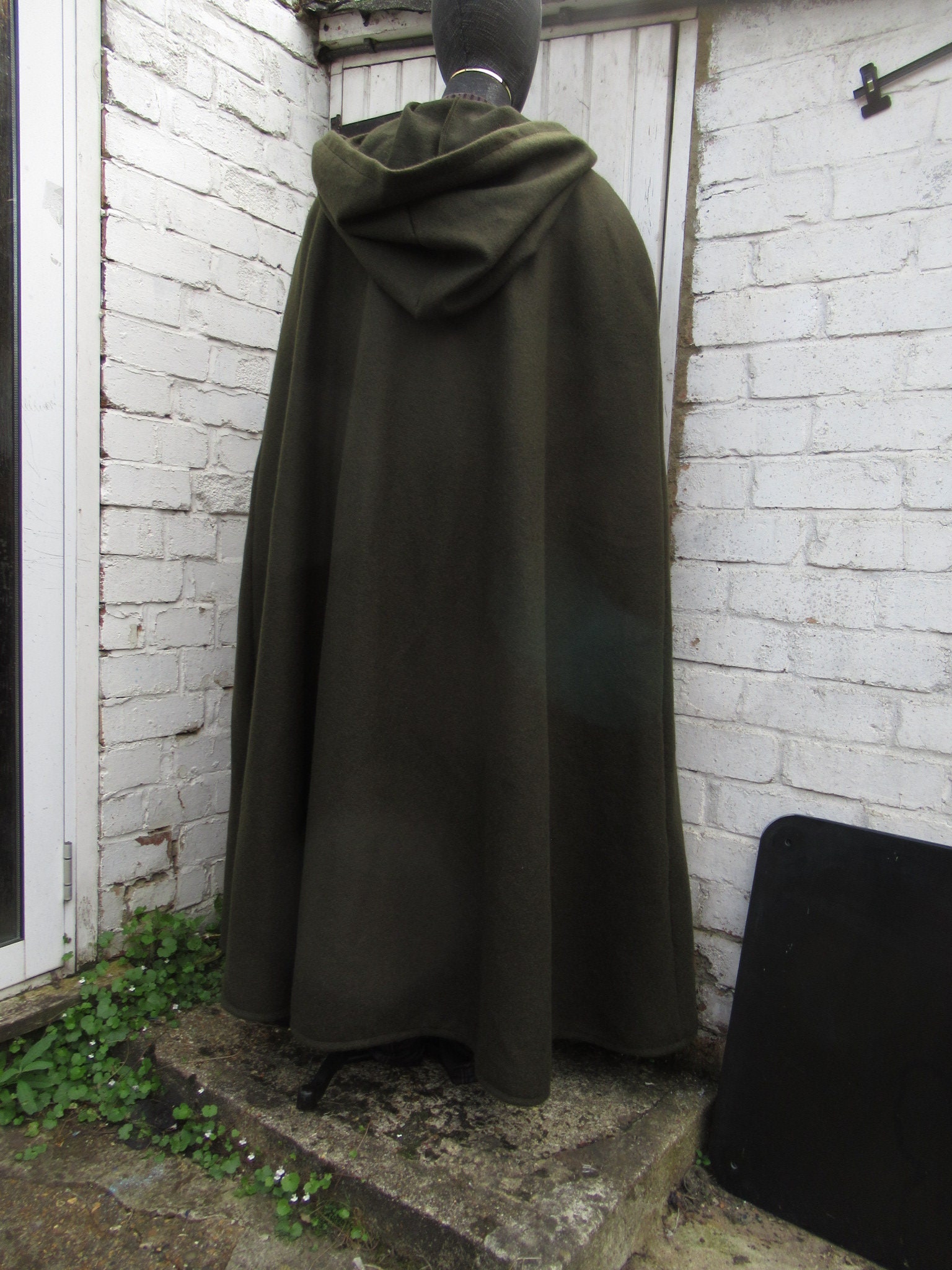Aragorn Hooded Cloak Warm Wool Look With Leaf Brooch L-XL 57"long ...
