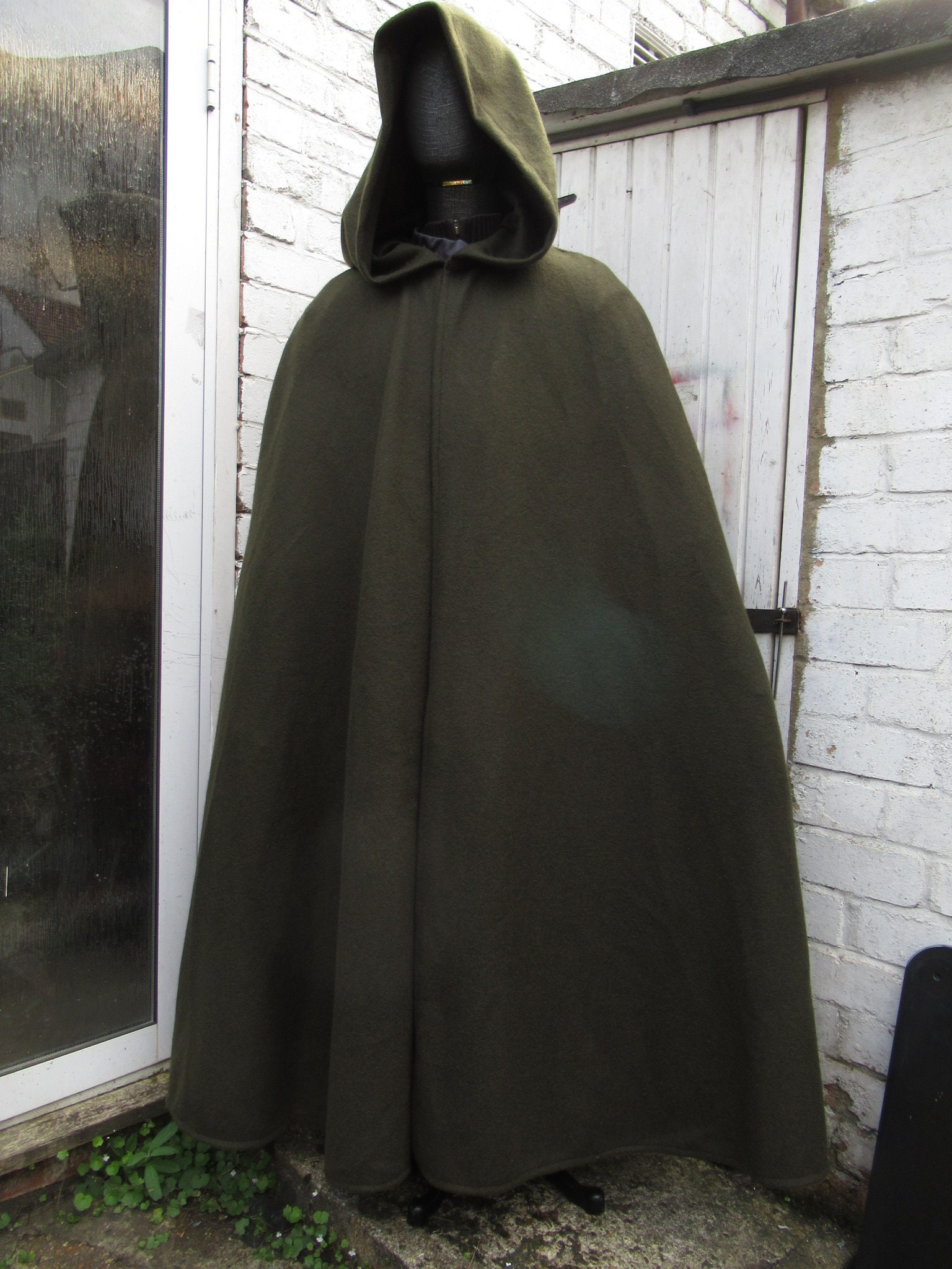 Aragorn Hooded Cloak Warm Wool Look With Leaf Brooch L-XL 57"long ...