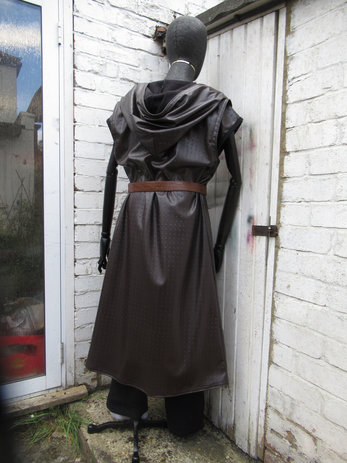 Leather Coat Tabard Tunic Set in Dark Brown Black Cream - Etsy