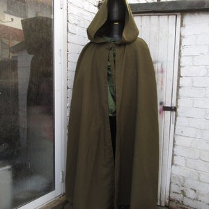 Aragorn Hooded Cloak Warm Wool Look With Leaf Brooch L-XL 57"long ...