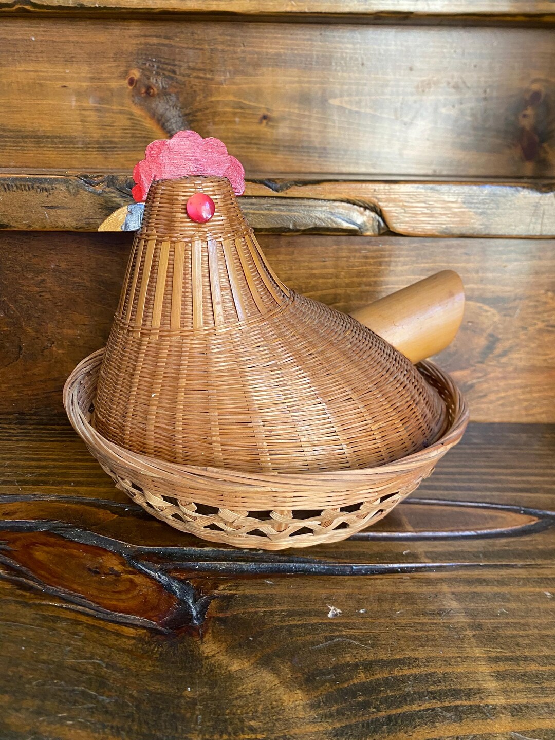 Wicker Chicken Basket Farmhouse Country Vintage - Etsy