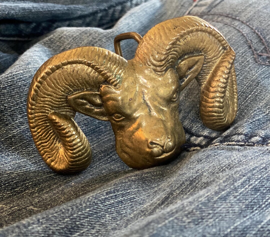 Ram Head Baron Brass Belt Buckle Vintage Unique - Etsy