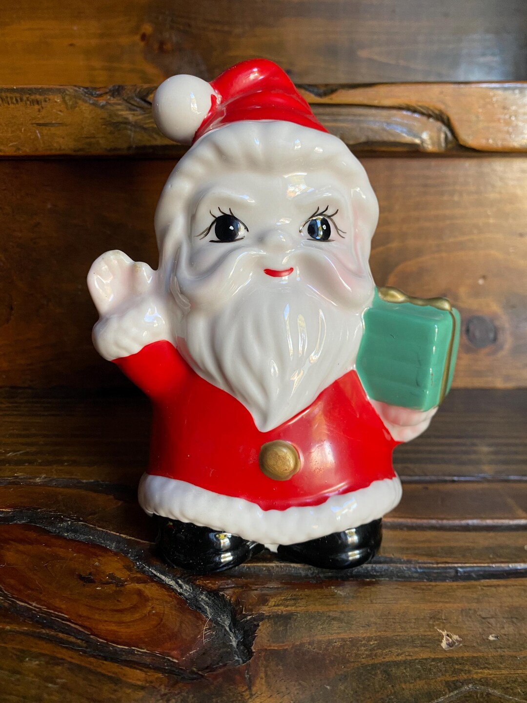 Vintage Ceramic Christmas Santa Piggy Bank Figurine 7 Inch Made in ...