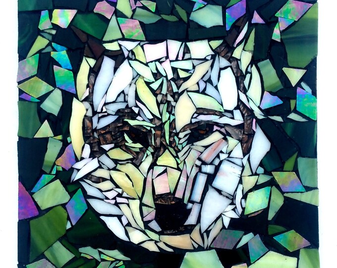 Wolf Mosaic Art, Woodland Animal Artwork, Forest Wall Hanging, Ready to ...
