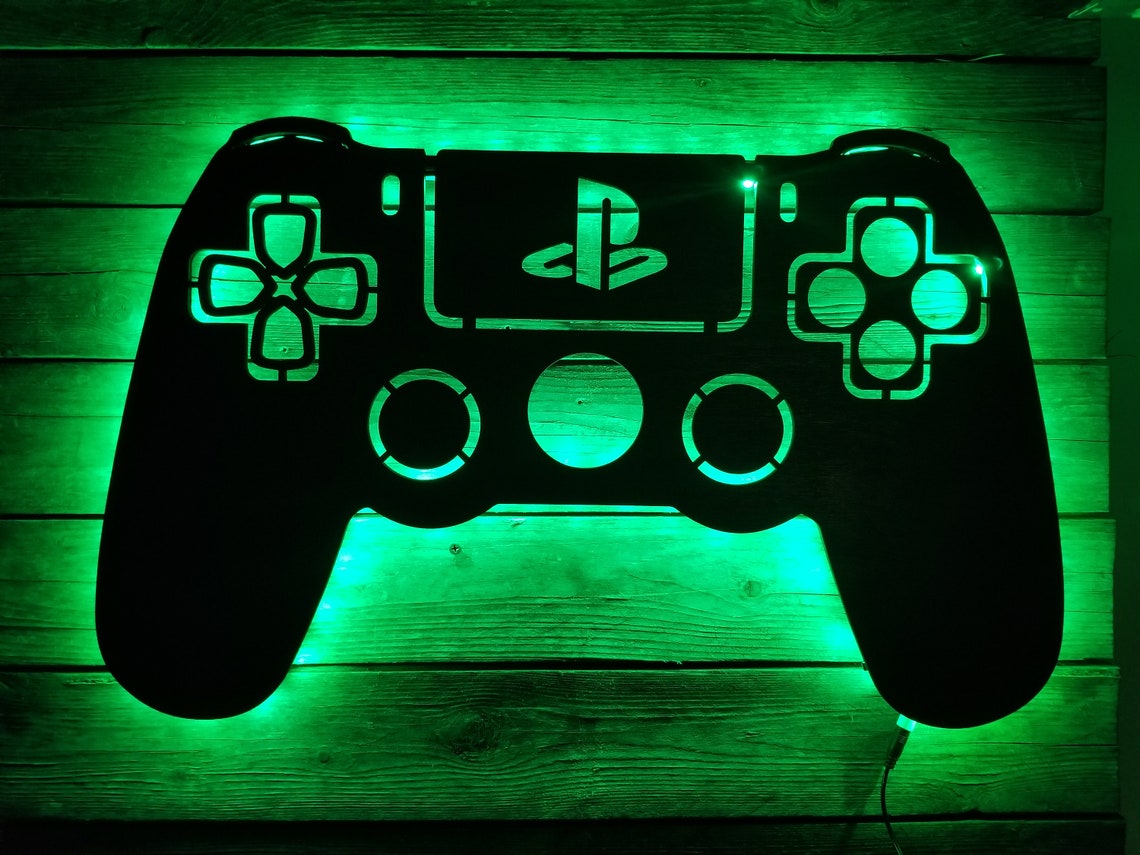 Playstation 4 Game Controller Backlit Sign Wall Art Video - Etsy