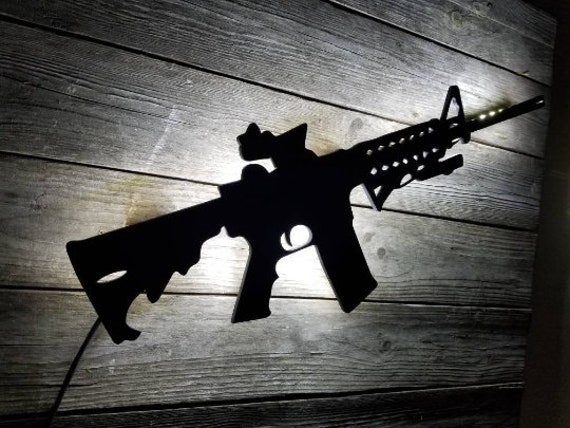 AR15 Assult Riffle LED Wall Art. Mancave Decor LED Back Lit | Etsy