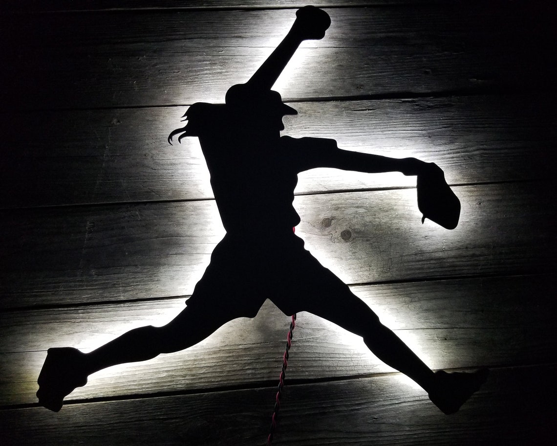 Softball Pitcher LED wall art. Left or Right handed. Softball | Etsy