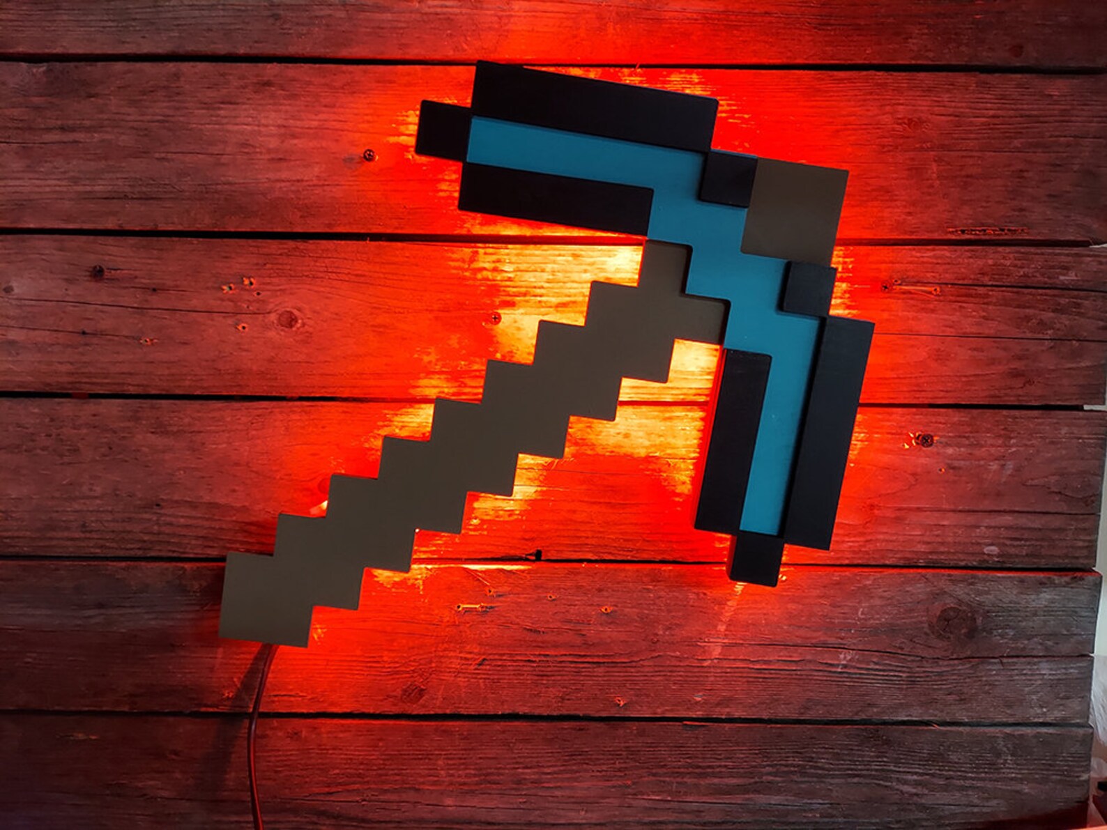 Minecraft Pickaxe Inspired LED Nightlight. Game Room Theme - Etsy