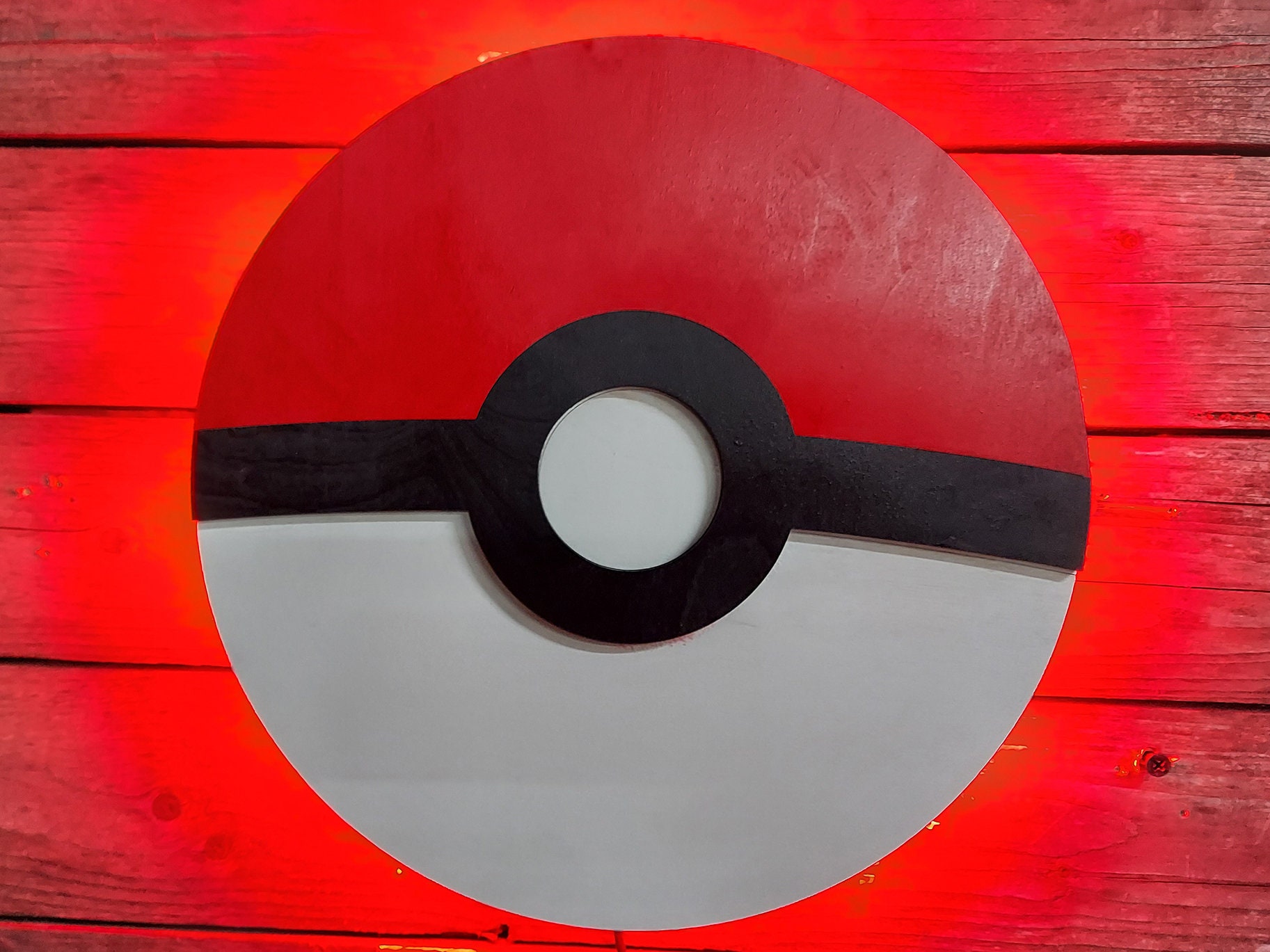 Pokemon Pokeball wall art room decor LED back lit night | Etsy