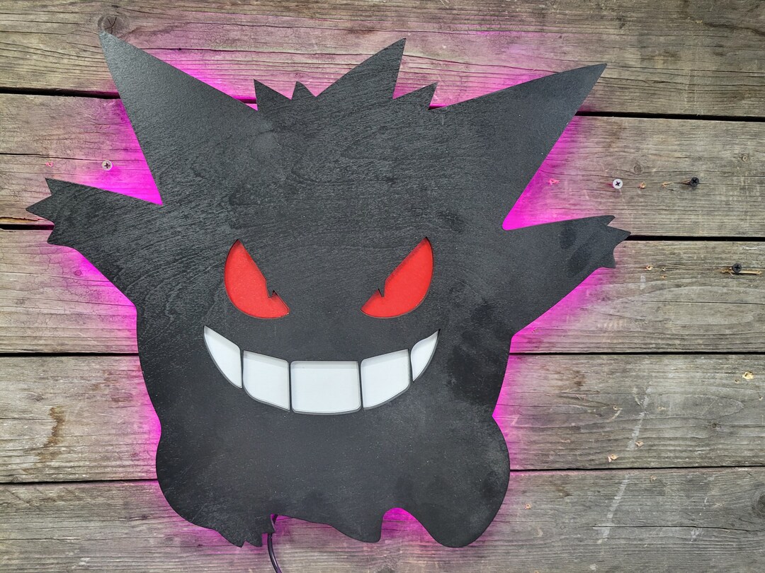 Gengar, Pokemon Charcter, LED Wall Sign, Pokemon Go, Video Game Art ...
