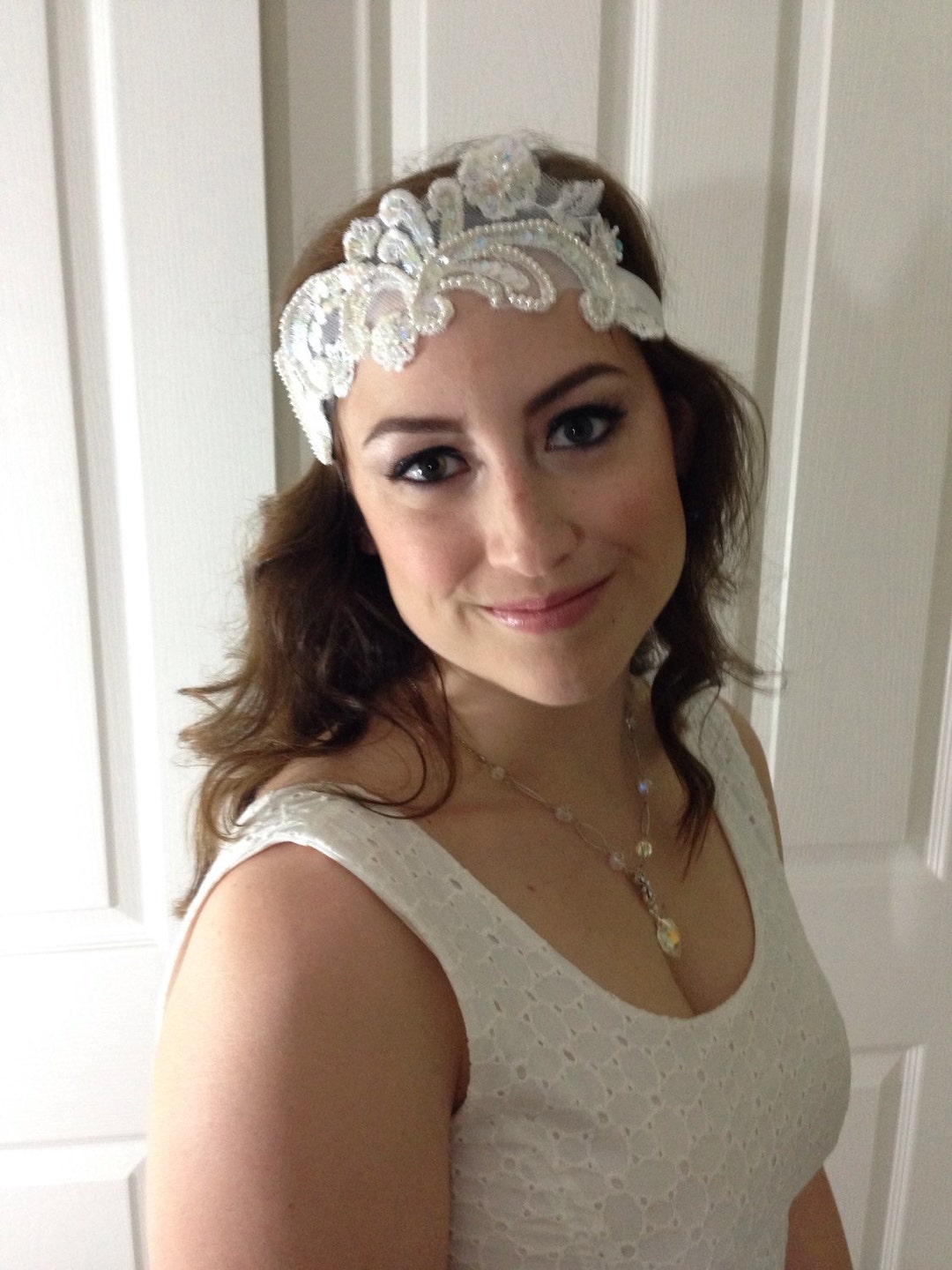 Gadsby Vintage encaje diadema de novia en color marfil OOAK - Etsy España