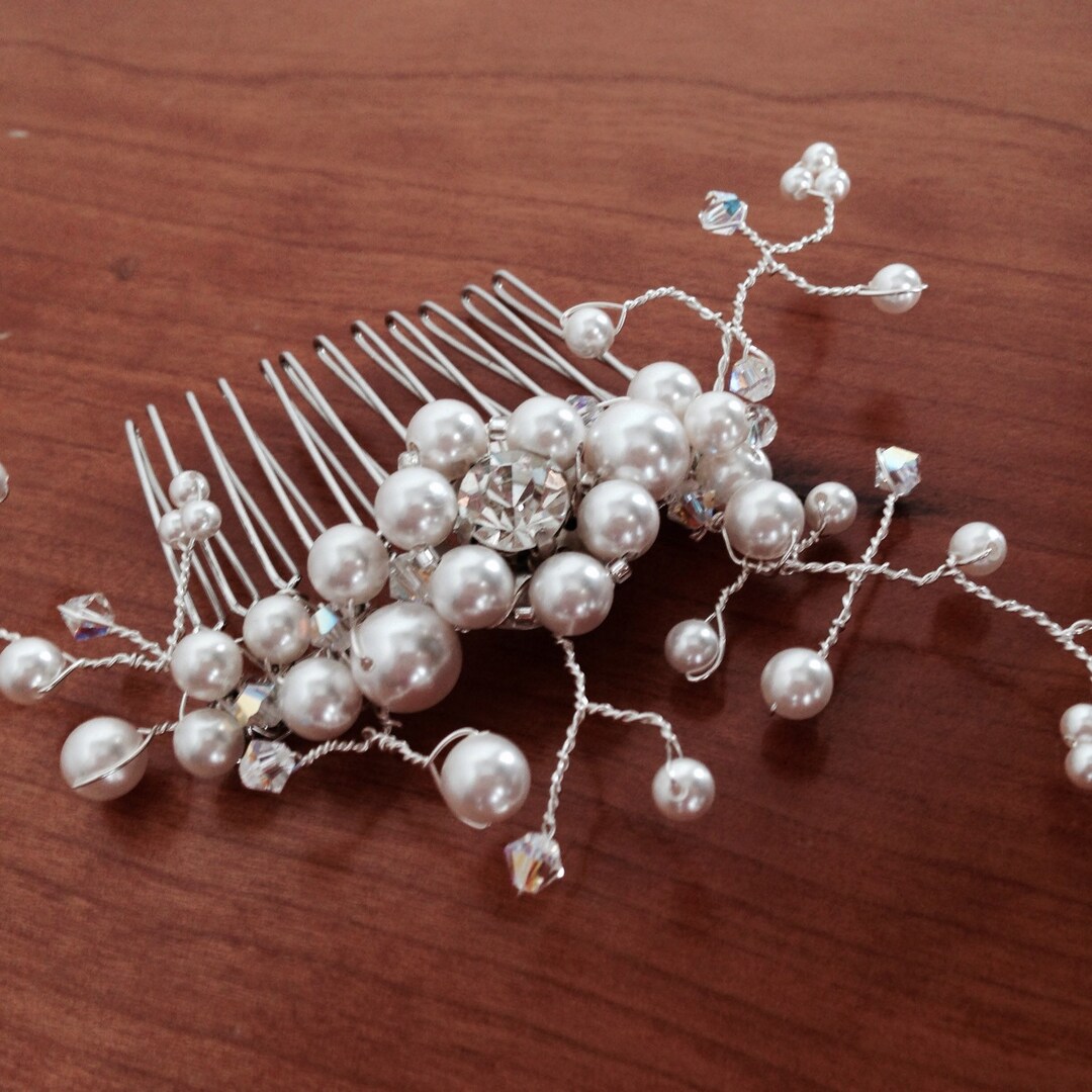 Beaded Bridal Hair Comb, Pearl Bride Jewelry, OOAK - Etsy
